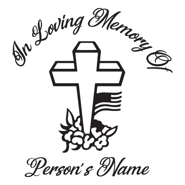 Cross with Flag In Loving Memory Of - Sticker4Us